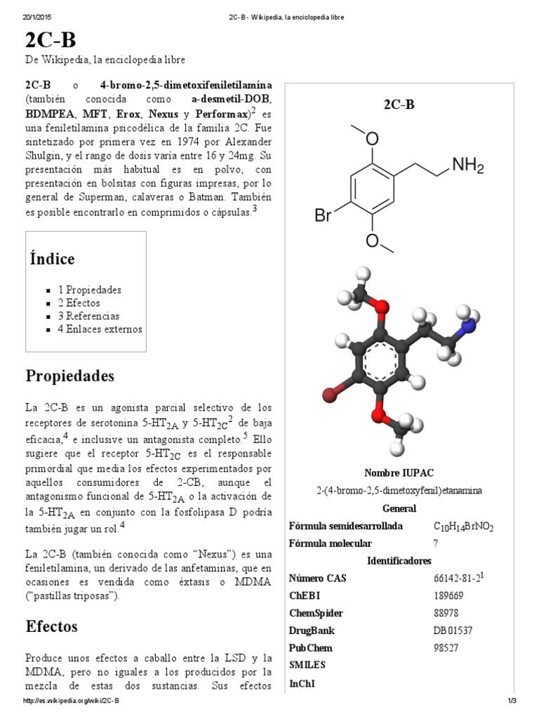 2C-B - Wikipedia, La Enciclopedia Libre | PDF | Drogas | Drogas ...