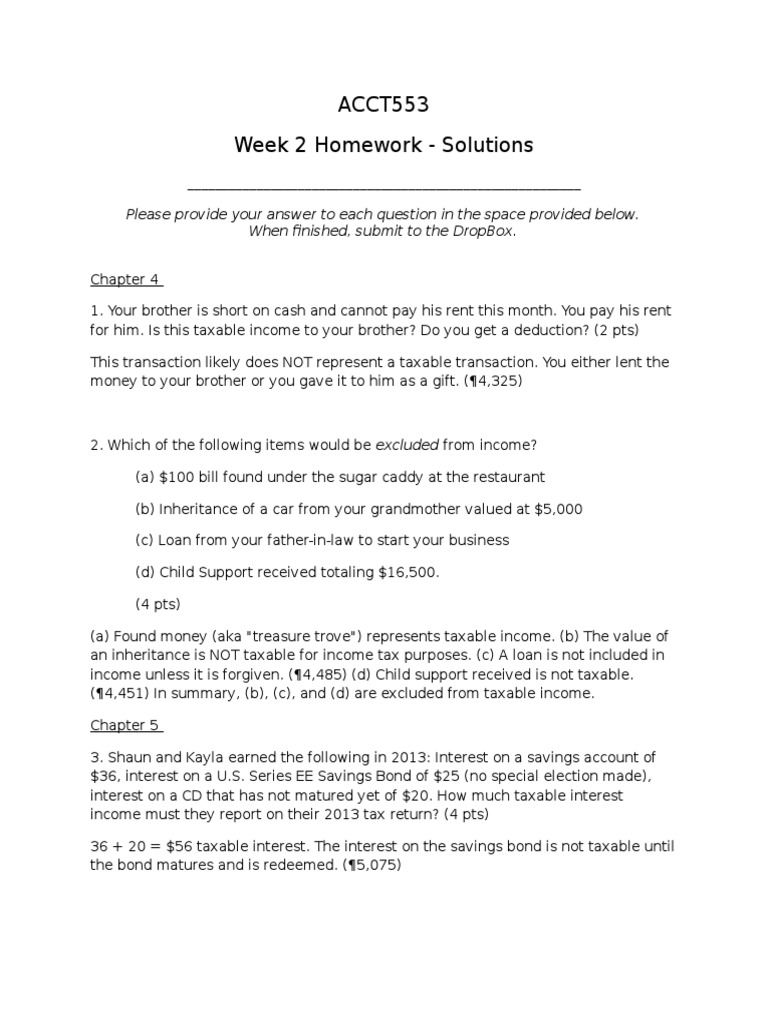 ACCT553 Week 2 Homework Solutions | PDF