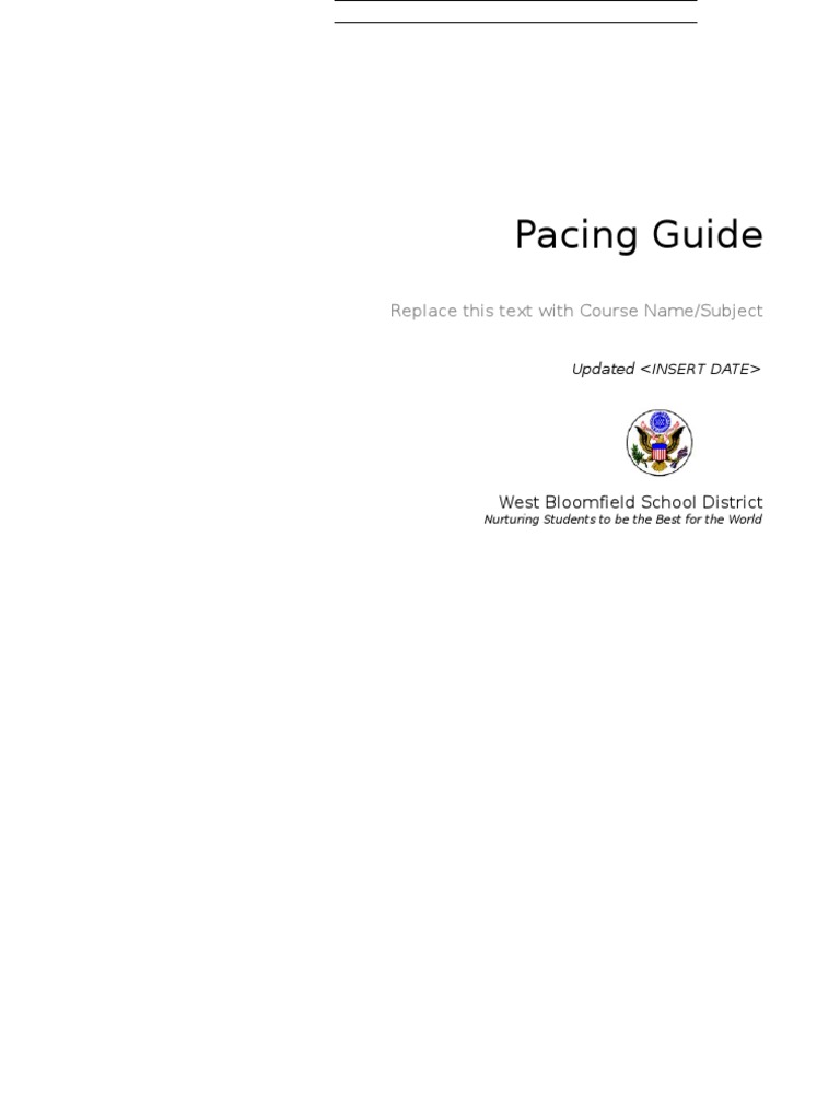 Pacing Guide: Replace This Text With Course Name/Subject | PDF ...
