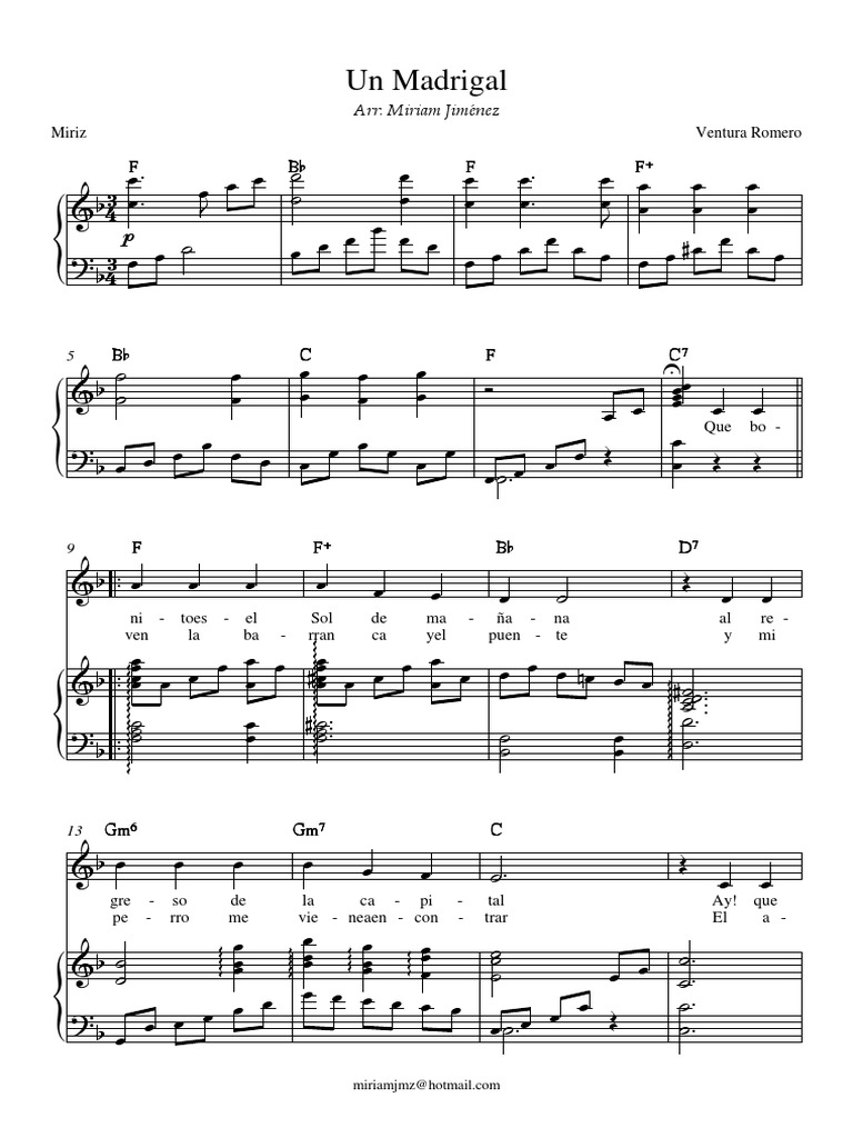 Un Madrigal Voz y Piano en Fa | PDF