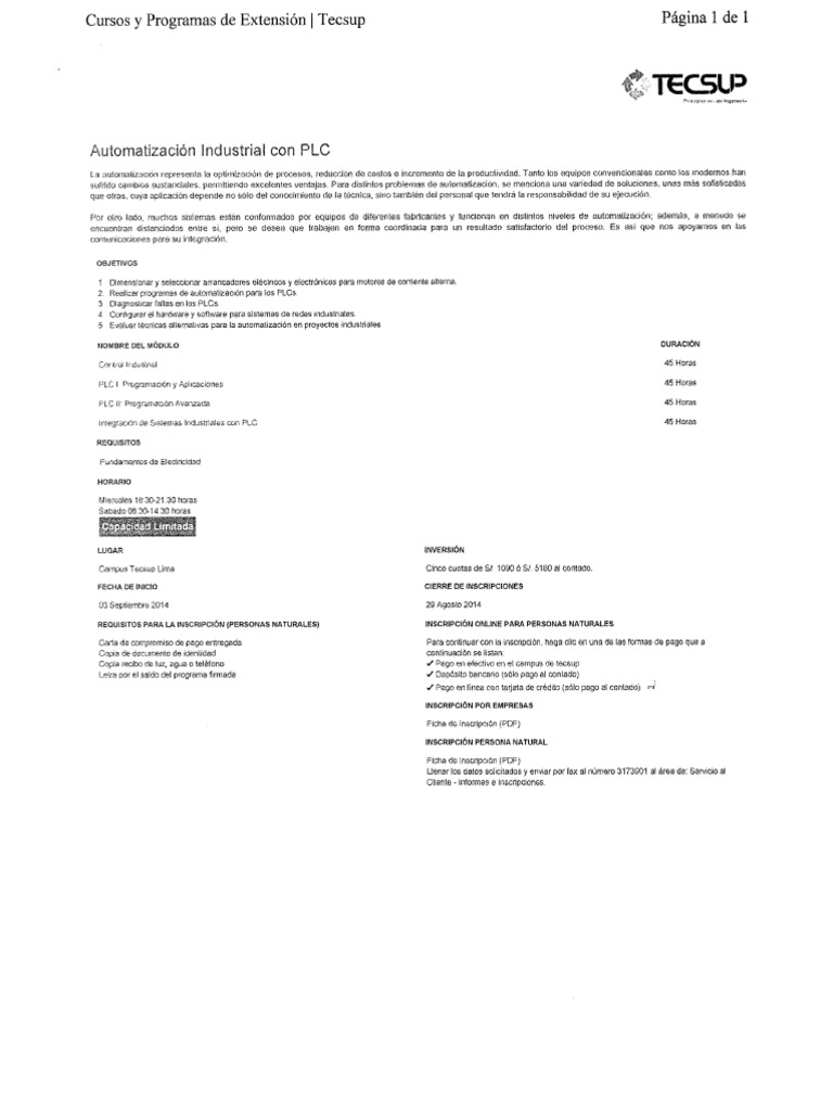 TECSUP - Modulos de Capacitacion PLC | PDF