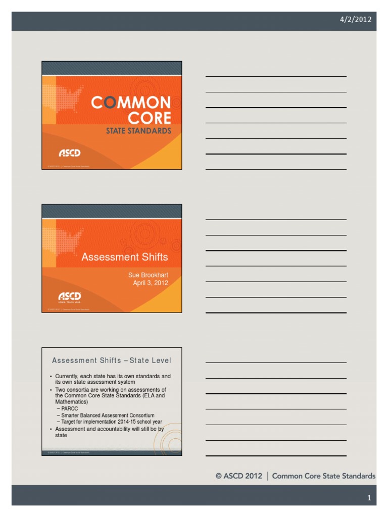 Assessment Shifts - State Level | PDF | Common Core State Standards ...