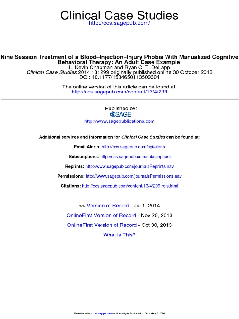 Clinical Case Studies-Fobie - Sange | PDF | Phobia | Cognitive ...