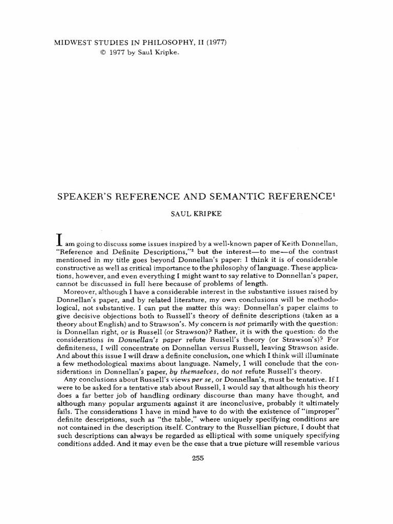 Speaker's Reference and Semantic Reference | PDF | Semiotics | Western ...