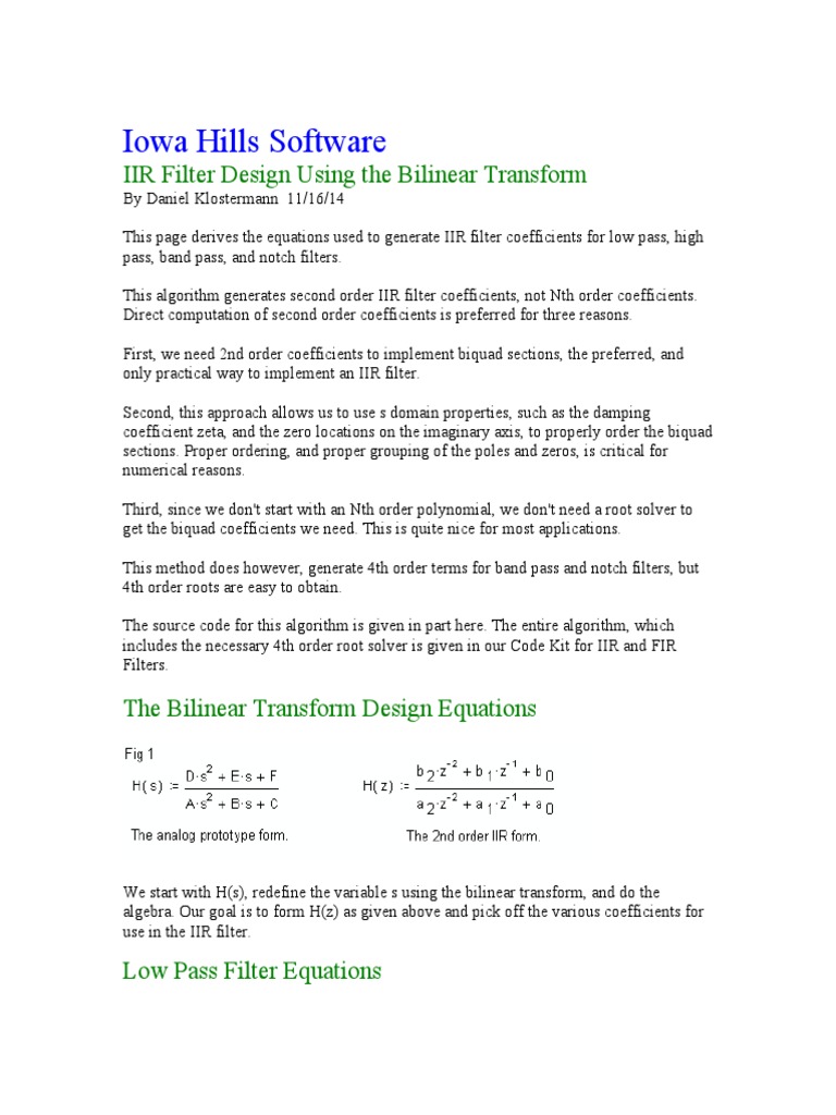 How To Design IIR Filter | PDF | Low Pass Filter | Filter (Signal Processing)