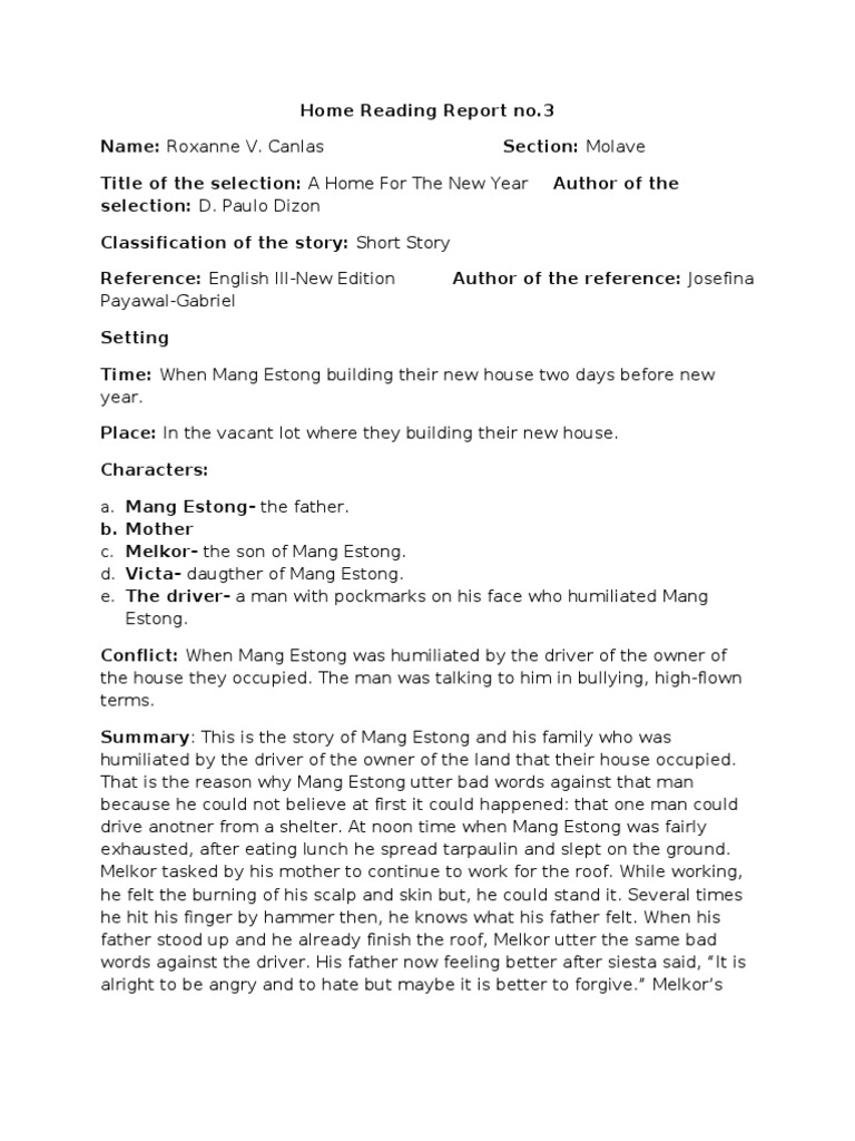 Home Reading Report No.3 Name: Roxanne V. | PDF