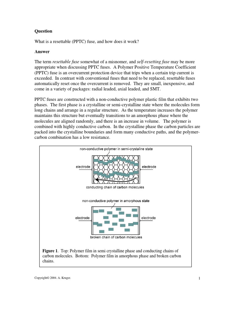 Polymeric Resettable Fuses | PDF | Polymers | Fuse (Electrical)