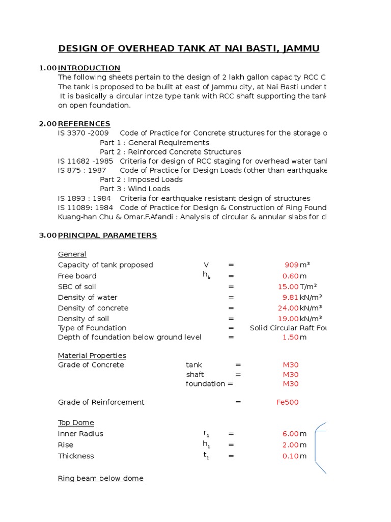 Elevated Storage Reservoir Design | PDF | Beam (Structure) | Deep ...