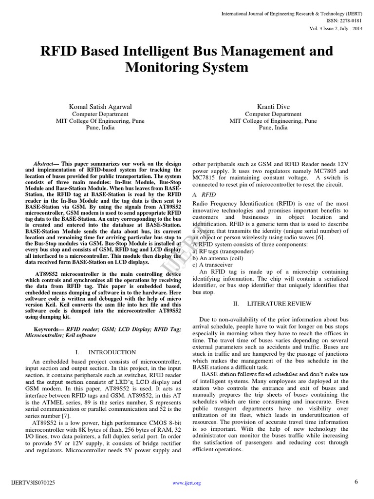 Bus Management System Using Rfid | PDF | Radio Frequency Identification | Microcontroller