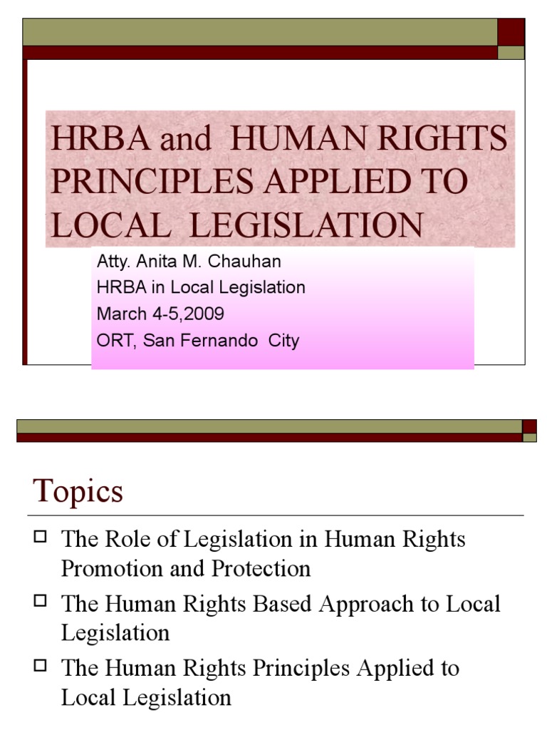 HRBA and Human Rights Principles Applied To Local Legislation | PDF ...
