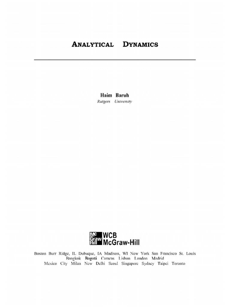 Analytical Dynamics 1999-Haim Baruh | PDF