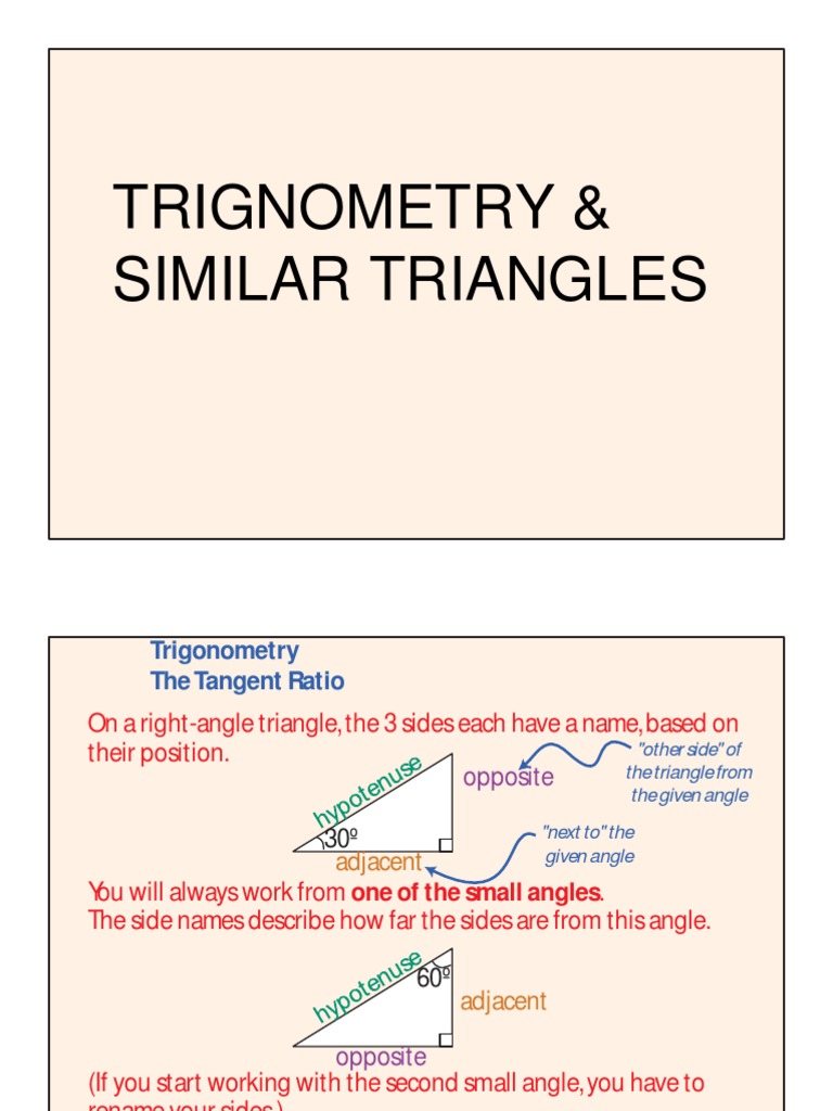 Similar Triangles & Trigonometry | PDF | Trigonometry | Trigonometric ...