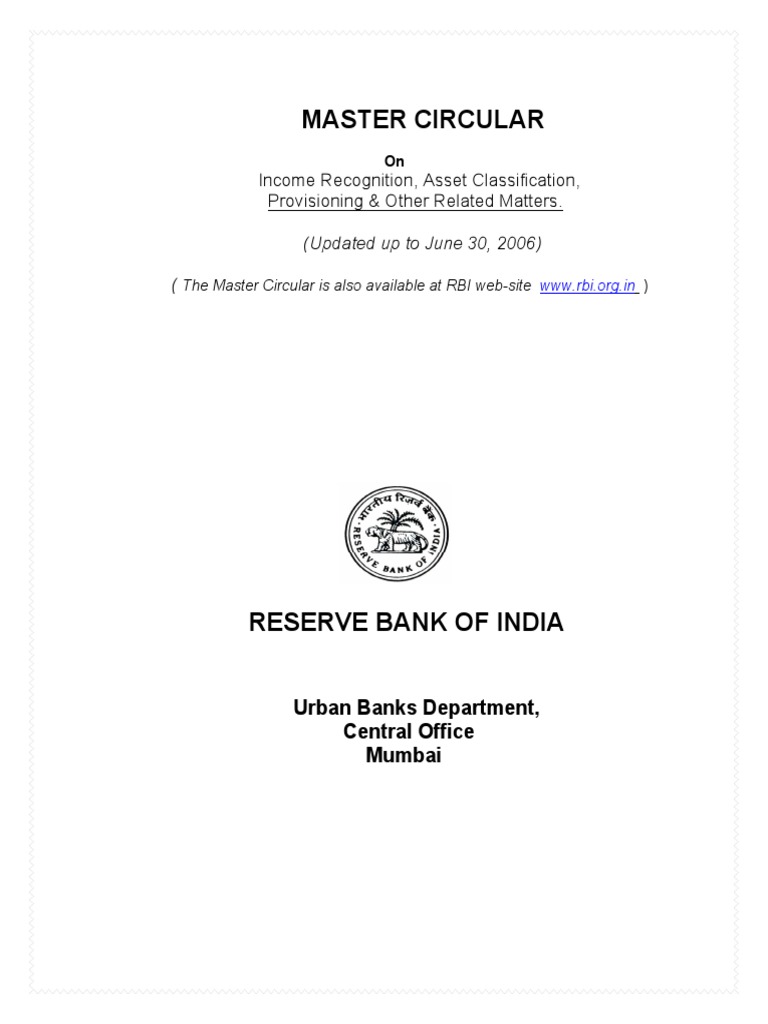 RBI Guidelines on NPA Classification | PDF | Debits And Credits | Loans