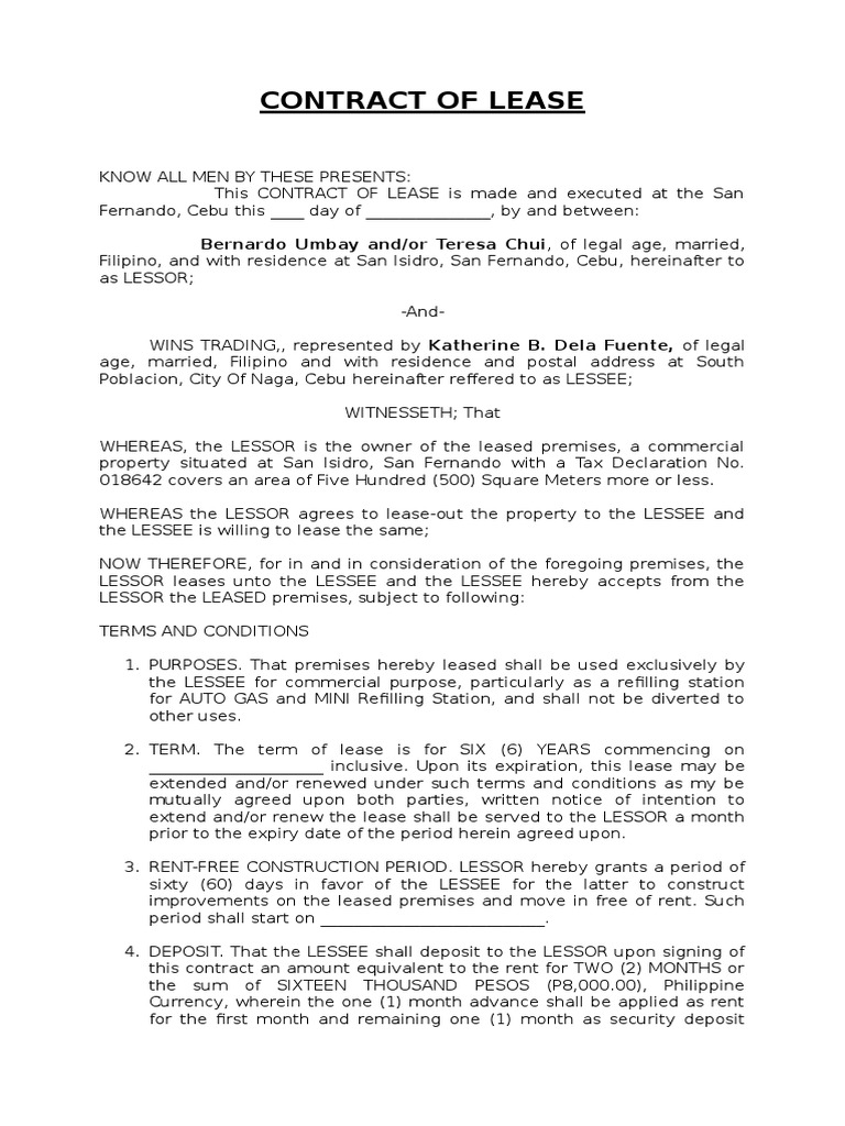 Contract of Lease | PDF | Contract Law | Lease