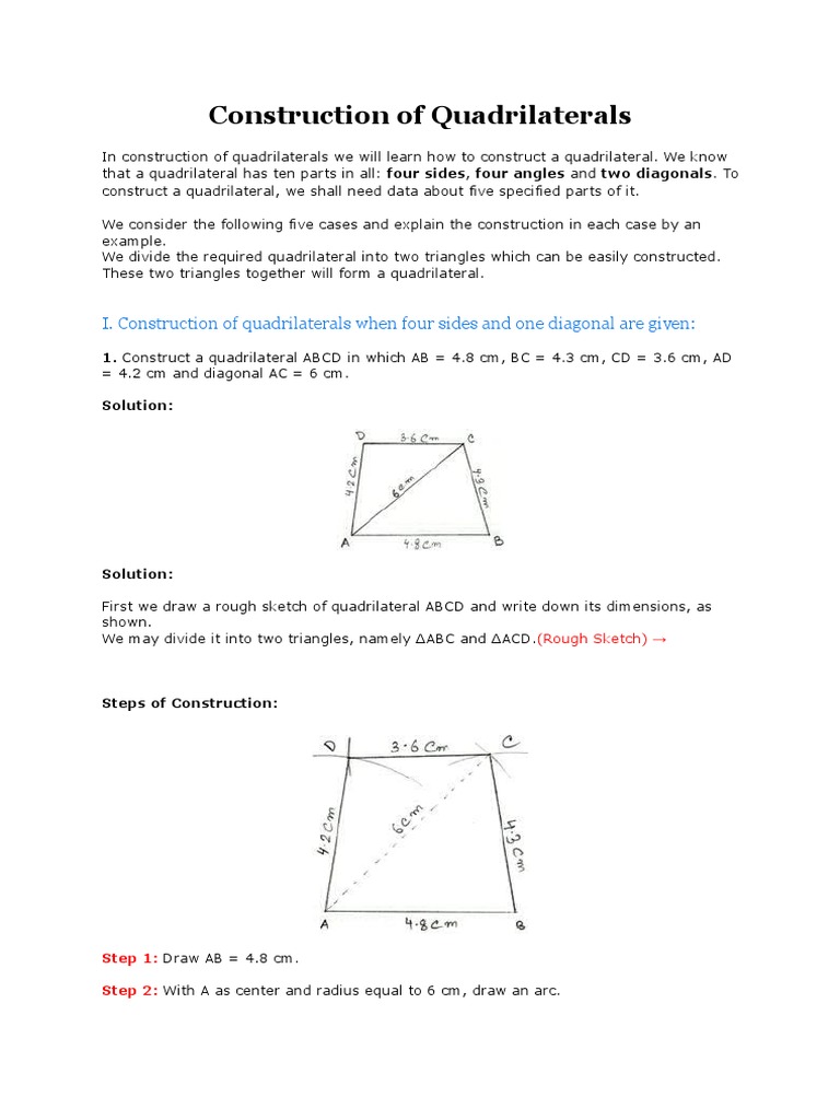 Construction of Quadrilaterals | PDF | Rectangle | Triangle