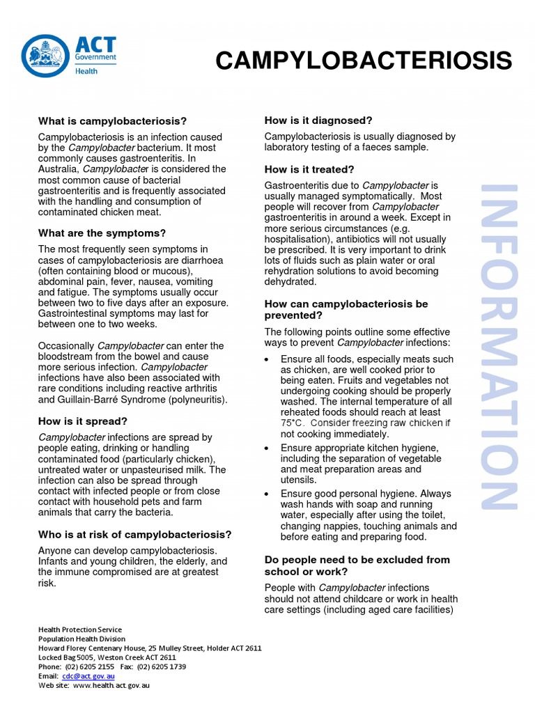 For Health Consumers - Campylobacteriosis Fact Sheet | PDF | Diseases ...