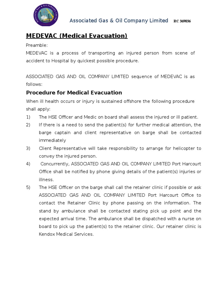 Medevac Plan & Procedure | First Aid | Ambulance