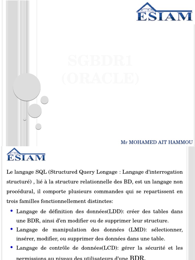 Cours SQL (Oracle) | PDF | SQL | Sciences de l'information