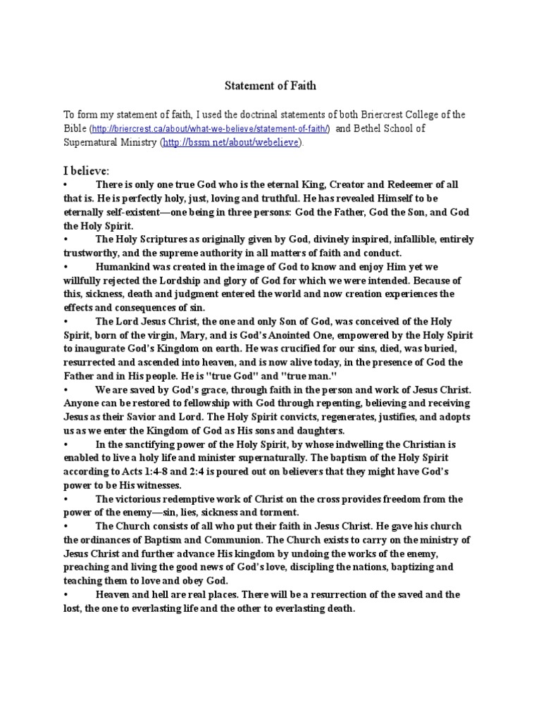 Doctrinal Statement.pdf | Baptism | Jesus