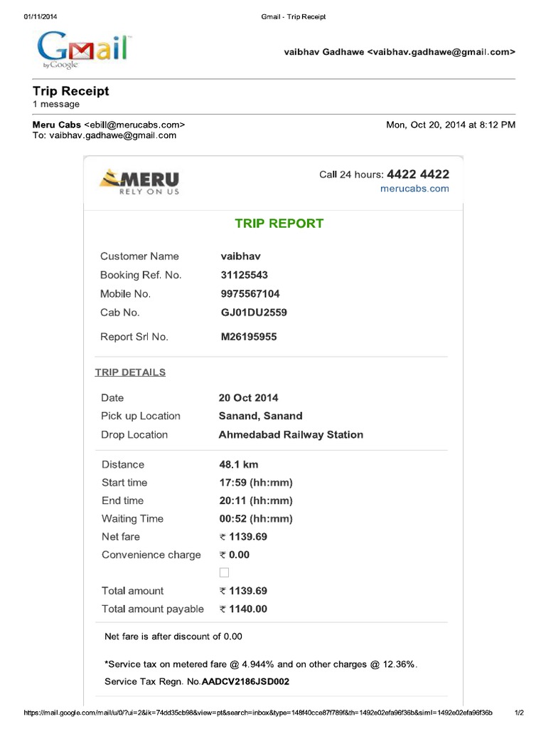Meru Receipt | PDF