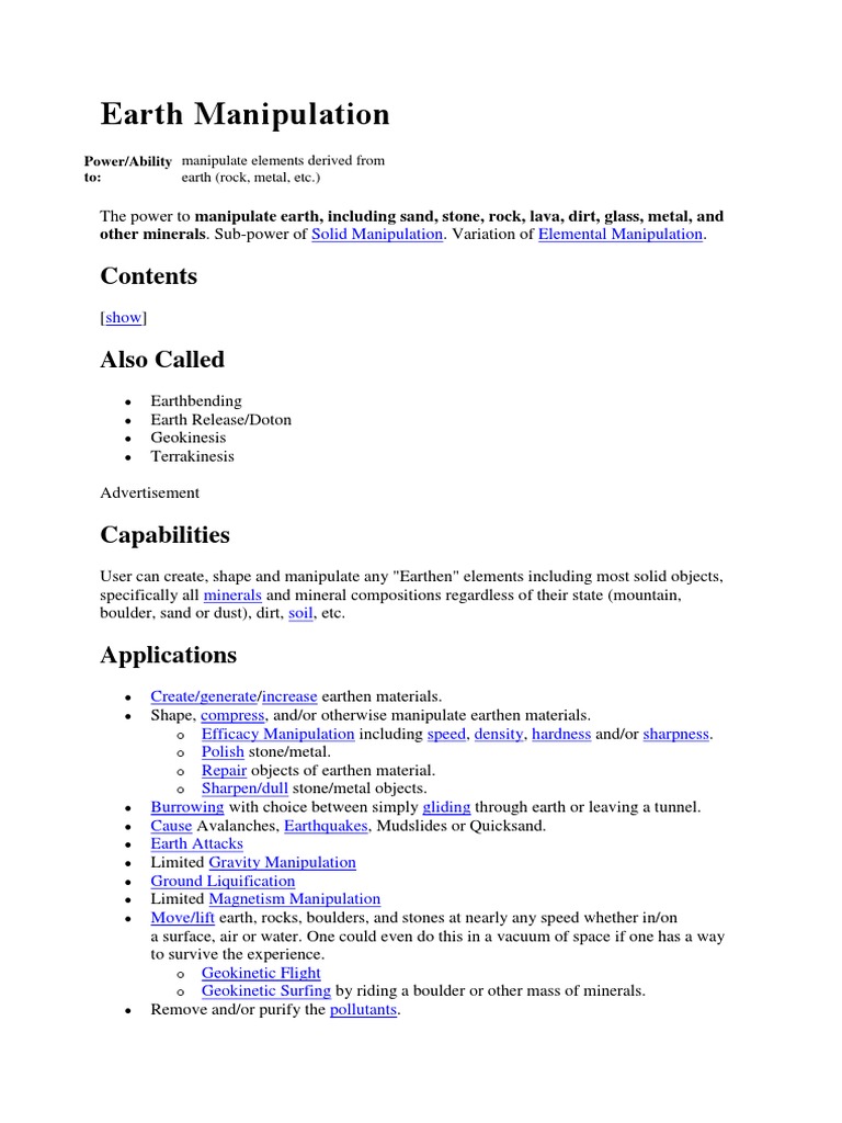 Earth Manipulation | PDF | Soil | Rock (Geology)