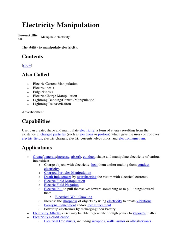 Electricity Manipulation | PDF | Lightning | Electricity
