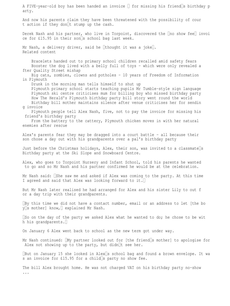 Birthday Party | PDF