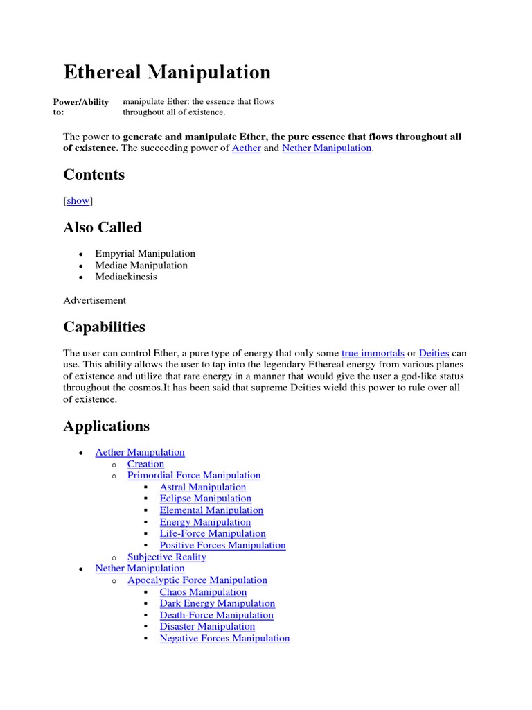 Ethereal Manipulation | PDF