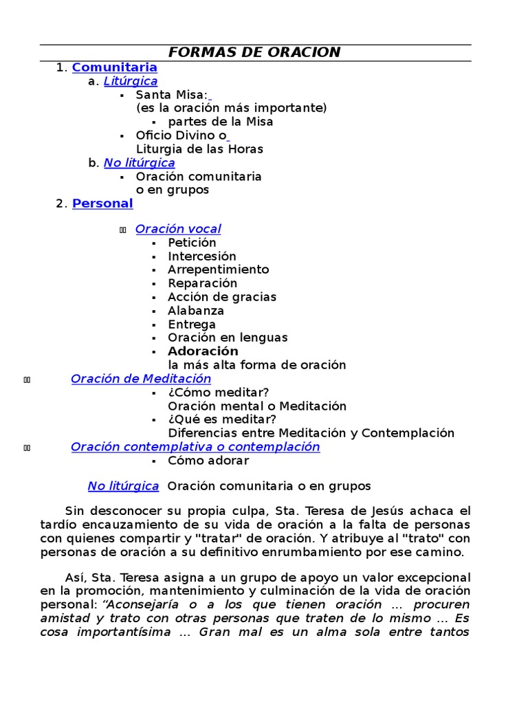 Formas de Oracion | PDF | Oración | Pecado