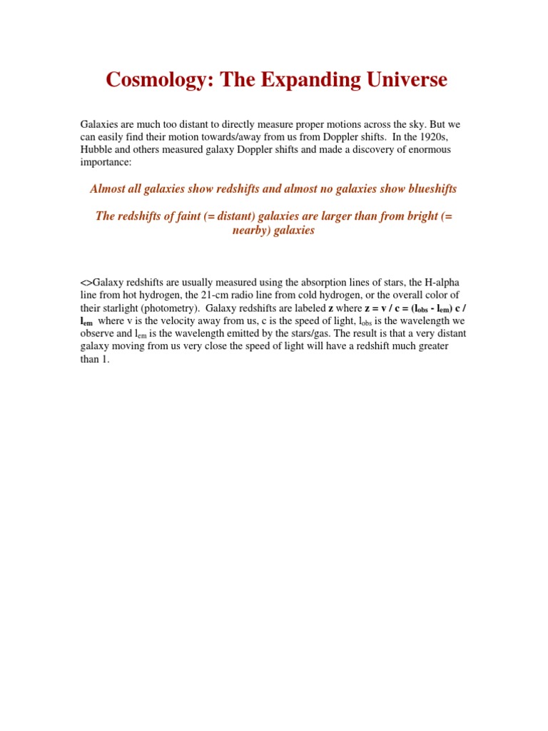 Cosmology: The Expanding Universe | PDF | Big Bang | Cosmic Microwave ...