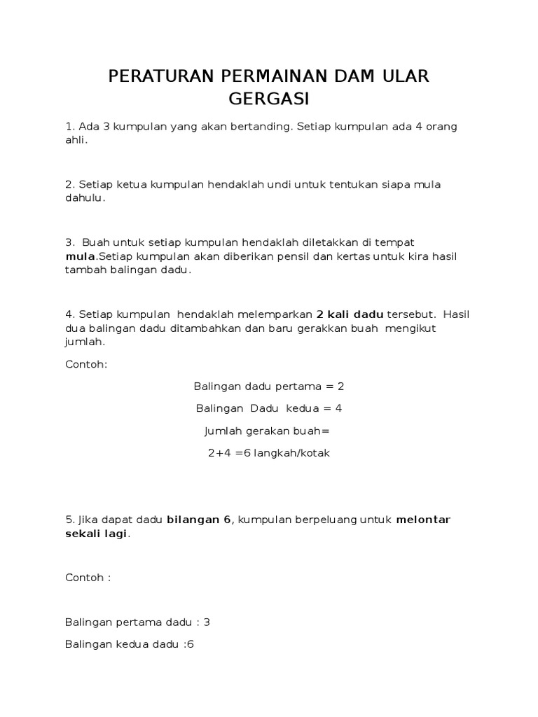 Peraturan Permainan Dam Ular Gergasi | PDF