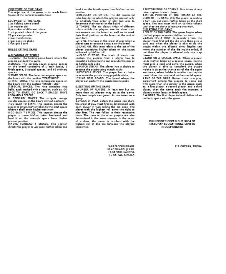Sample Board Game Rules | PDF | Gaming | Games Of Mental Skill