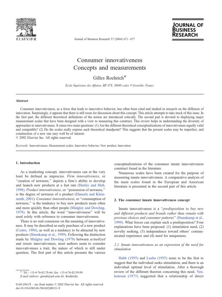 Consumer Innovativeness | PDF