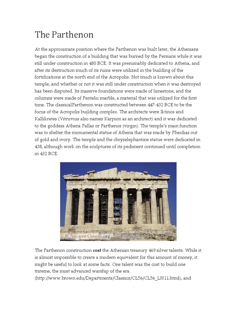 The Parthenon Quick Facts | PDF | Column | Architectural Design