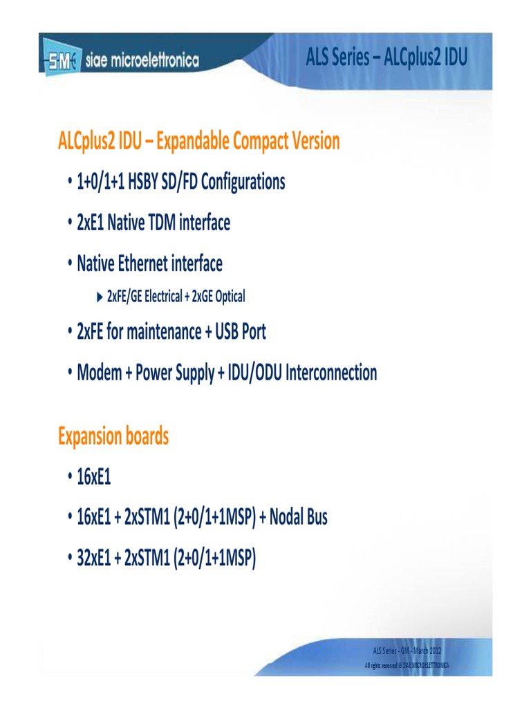 Alcplus2 Idu - Expandable Compact Version | PDF