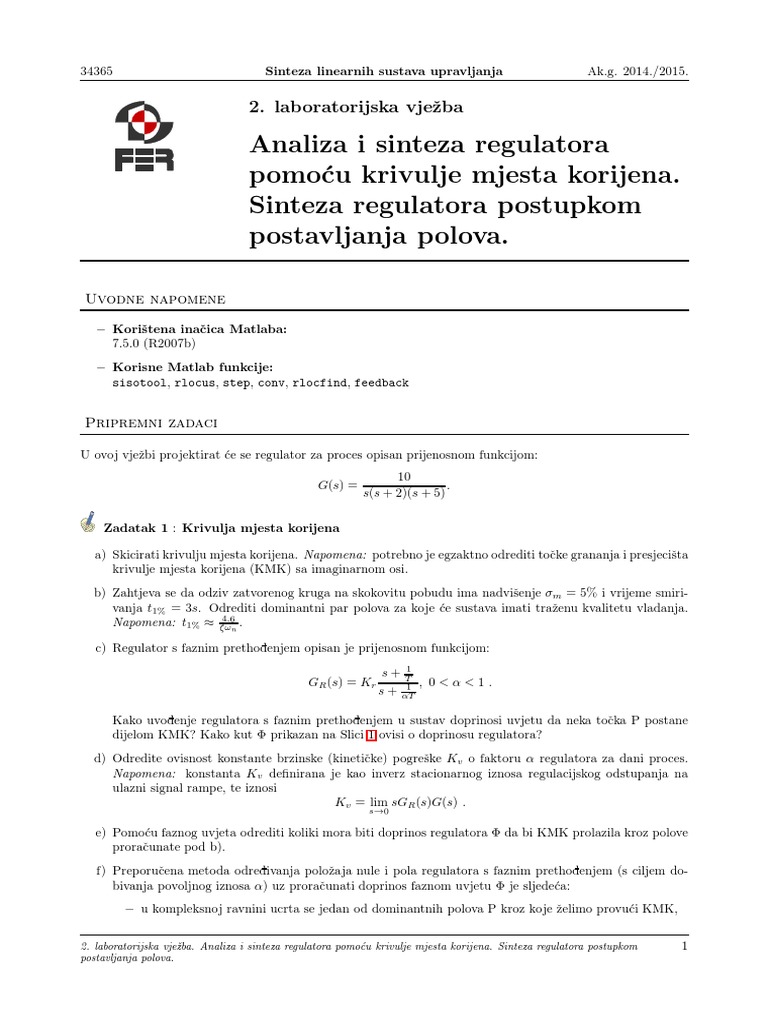Analiza I Sinteza Regulatora | PDF
