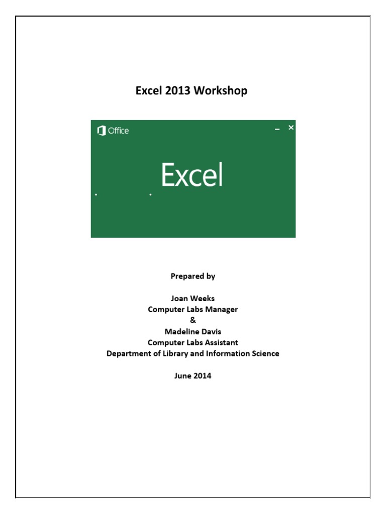 Excel 2013 Workshop | Microsoft Excel | Spreadsheet