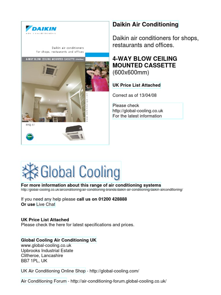 Daikin Air Conditioning Brochure & UK Prices | PDF | Air Conditioning ...