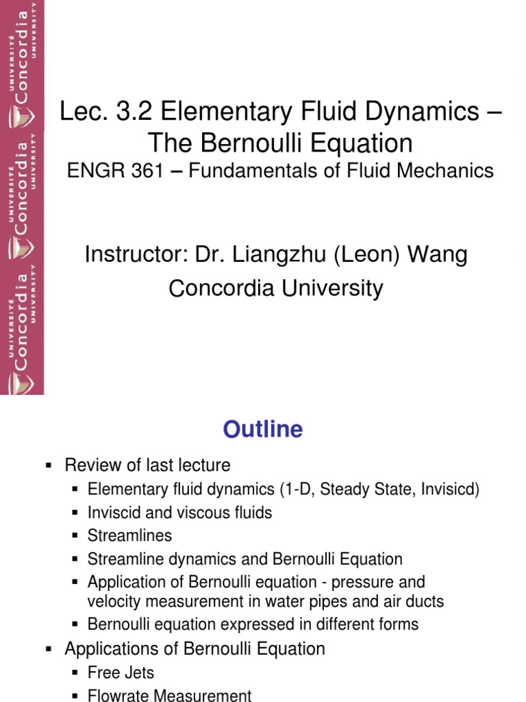 Application of the Bernoulli Equation: Understanding Fluid Flow and Pressure Dynamics in Pipes ...