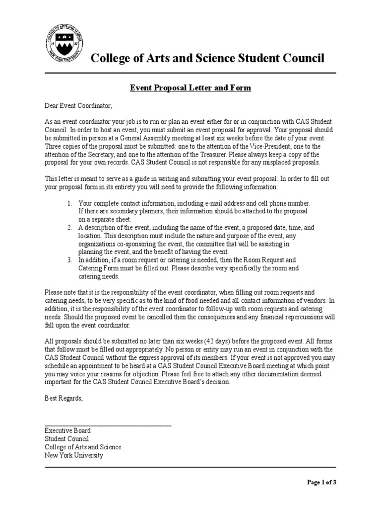 Event Proposal Letter and Form | PDF | Board Of Directors | Government