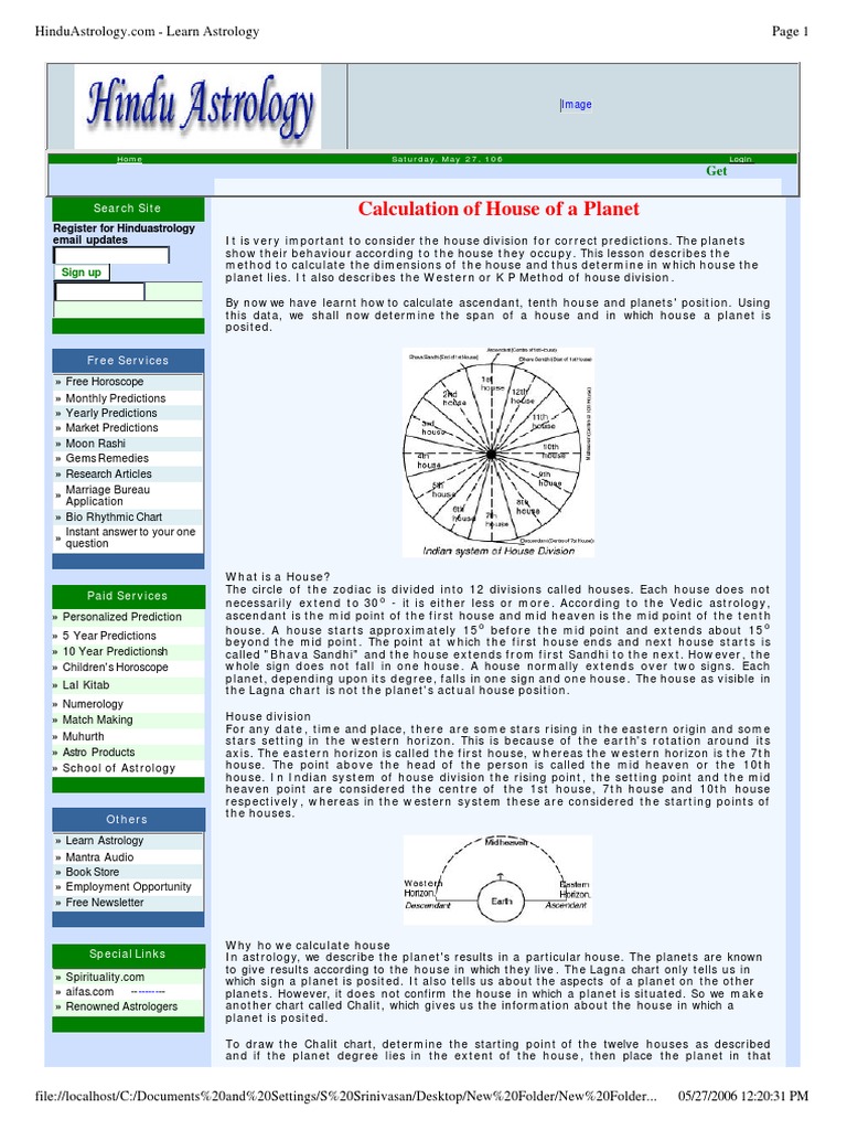 Calculation of House | PDF | Horoscope | Esoteric Cosmology