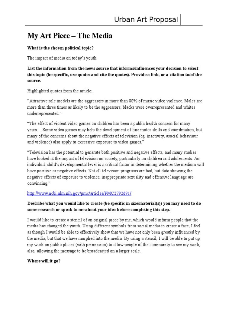 Media's Impact on Youth Art Proposal | PDF | Violence | Mass Media