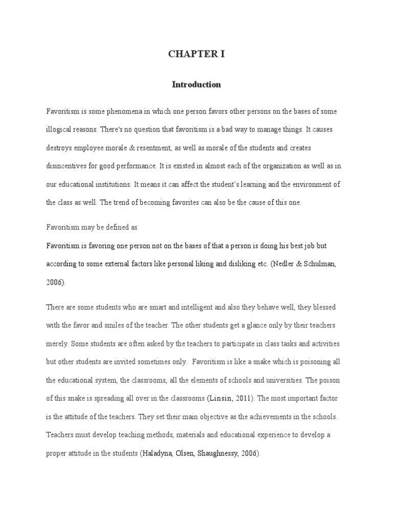 Effects of Teacher Favoritism in Classrooms | PDF | Research Design ...