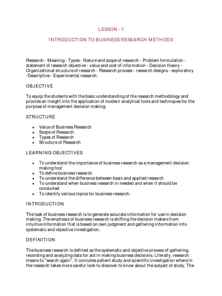Introduction to Business Research Methods | PDF | Research Design ...