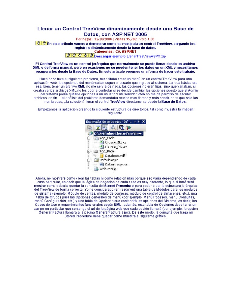 Llenar Un Control TreeView Dinámicamente Desde Una Base de Datos | PDF ...
