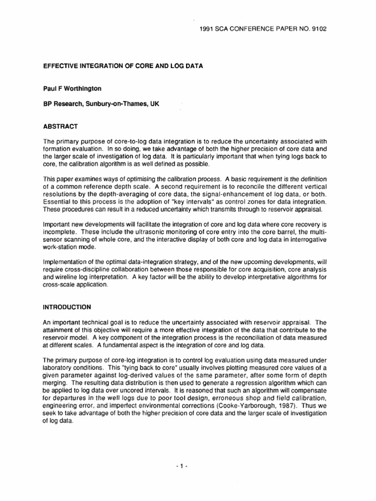 Effective Integration of Core and Log Data | PDF | Logarithm | Accuracy ...