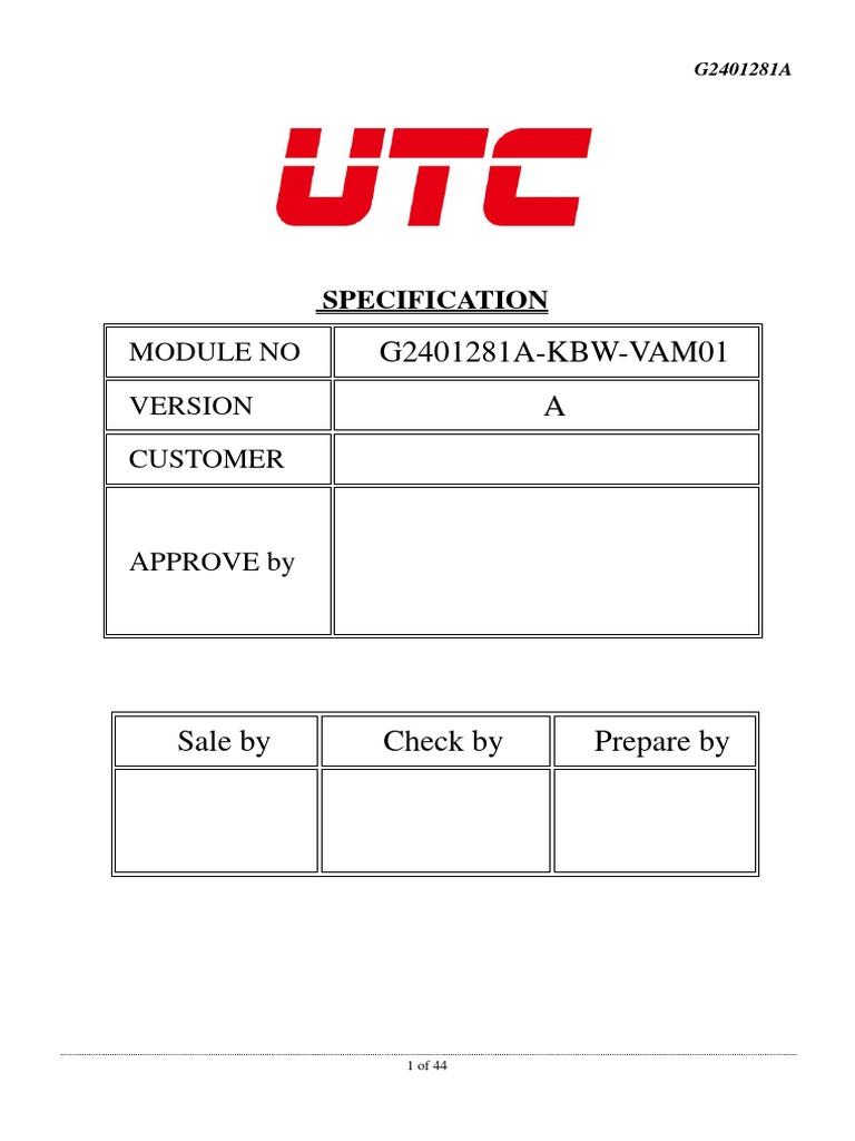 G2401281a KBW Vam01 | PDF | Pointer (Computer Programming) | Liquid Crystal Display