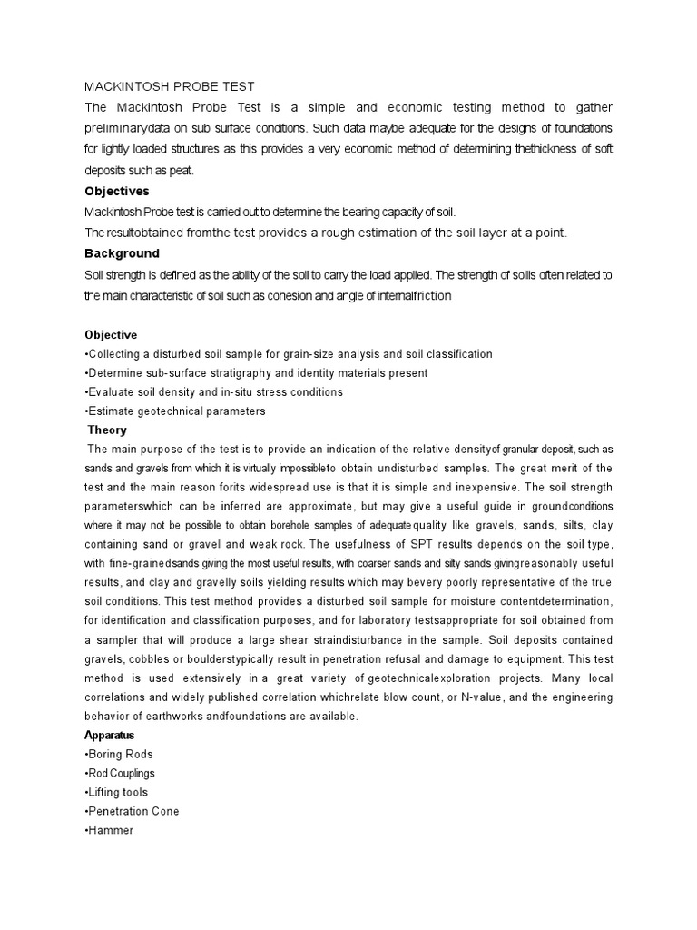 Mackintosh Probe Test | PDF | Soil | Nature
