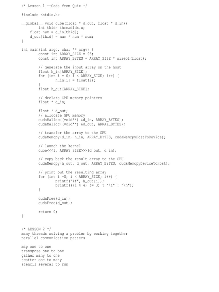 Cuda Notes From Udacity Lecture | PDF | Computer Programming | Software Cuda Notes From Udacity Lecture | PDF | Computer Programming | Software