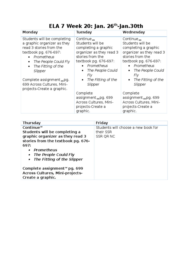 ELA 7 Week 20: Story Analysis Tasks | PDF | Teaching Methods & Materials